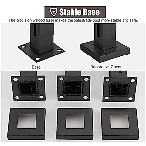 ZIMGOD Metal Glass Railing Post Kit, Black Glass Balustrade System, Vertical Glass Panel Post for Internal/External/Loft/Villa, Custom Size (Color : Mid Post, Size : 95cm/37.4")