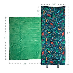 Stephen Joseph, Toddler All Over Print Nap Mat with Soft Blanket and Removable Pillow for Boys & Girls, Kids Sleeping Bag for Elementary, Daycare, Preschool with Carry Handle, Dino
