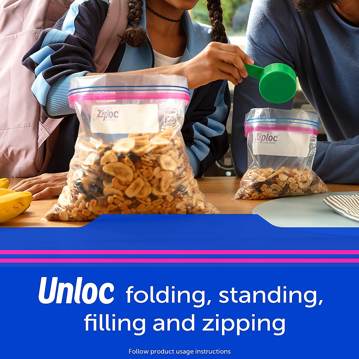 Ziploc Gallon Food Storage Bags, Grip 'n Seal Technology for Easier Grip, Open, and Close, 19 Count