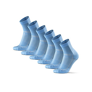 DANISH ENDURANCE 3 Pack Running Socks for Long Distances, Quarter, Men & Women, Light Blue, US Women 8-10 // US Men 6.5-8.5