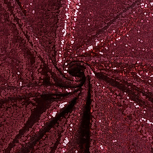 AMZLOKAE Fabric by The Yard Burgundy Sequin Fabric Glitter Fabric Shower Curtain Lining Fabric by The Yard for Dress Clothing DIY Sewing Material (1 Yard, Burgundy)