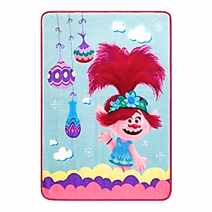 Franco Manufacturing Trolls World Tour Plush Throw - Super Soft 100% Polyester Plush Throw- 46 in x 60 in - Trolls Rainbows End Plush Throw