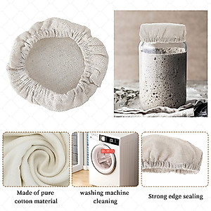 Thinp 5 Pack Sourdough Jar Cover,Sourdough Cover Mason Jar Covers Sourdough Cover Fabric Jar Covers for Sourdough Unbleached Reusable Cloth Covers for Sourdough Starter Jars,Fit Jars Mouth From 3-4"