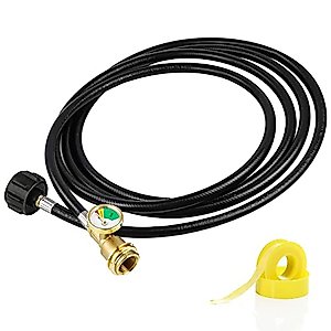 Gopper 12FT Propane Tank Extension Hose with Gauge-Leak Detector.Fit for Camping Stoves,Outdoor Heaters,Propane Fuel Generator.20-100 lb Propane Hose Extension.Keep Away from The Propane Tank
