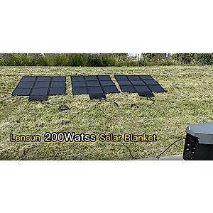 Lensun 200W 12V Portable Solar Panel Blanket with Standard Connectors for Solar Generator Power Station, Lightweight Ultra-Thin only 5.2 kgs/11.4 lbs