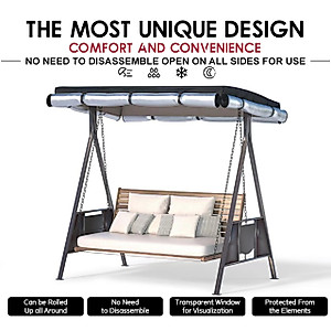 TBNO Outdoor Swing Cover,Patio Swing Chair Cover,Garden Hammock Glider Chair Cover,Can be Used Without Disassembly,Black (68”x45”x61”)