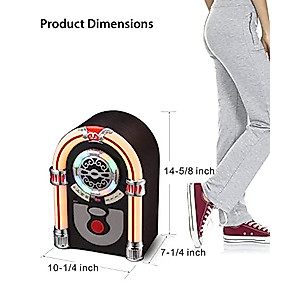 UEME Retro Tabletop Jukebox with Bluetooth, FM Radio, AUX-in Port and Color Changing LED Lights
