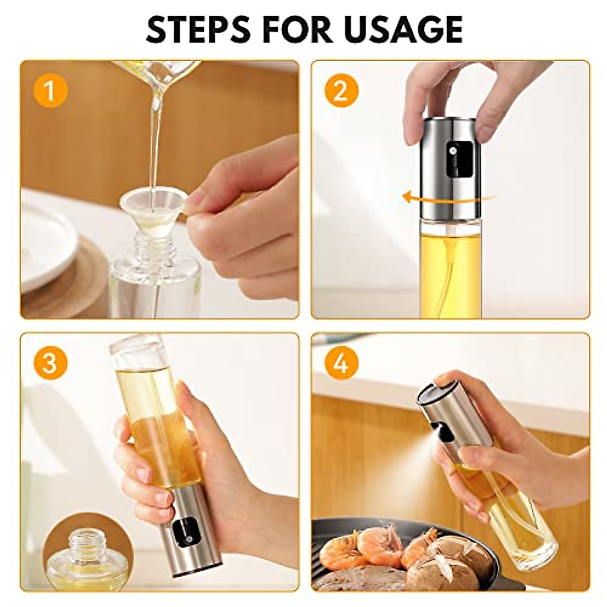 ZENG Oil Sprayer for Cooking, Glass Oil Sprayer for Cooking, Olive Oil Spray Mister, Olive Oil Spray for Salad, BBQ, Kitchen Baking