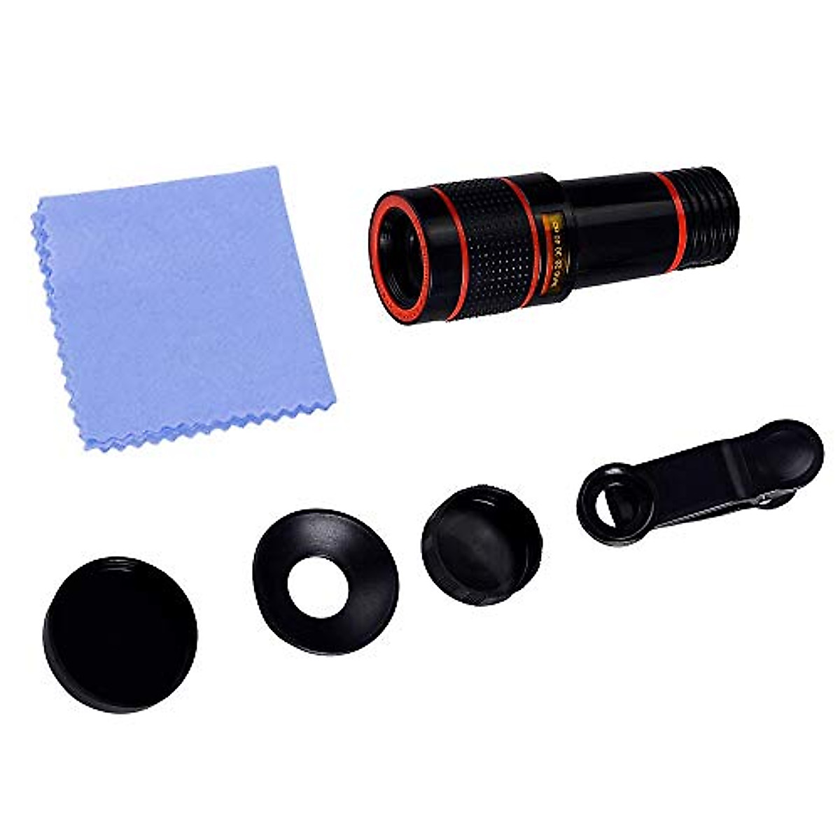 CamDesign HD Cell Phone Camera Lens 12x Optical Zoom Telephoto Lens Clip-On Smartphone Lens Compatible with iPhone X/8/7/6s/6 Plus/Samsung/Android/Tablet & Used as Monocular/Rubber Eyecup/Carry Bag