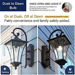 FLSNT Dusk to Dawn Outdoor Sensor A19 LED Light Bulb, 5000K Daylight, 7W (60W Eqv.), 800LM, Vintage Filament E26 Base,Auto On/Off Photocell Automatic for Energy-Efficient Outdoor Lighting, 4 Pack