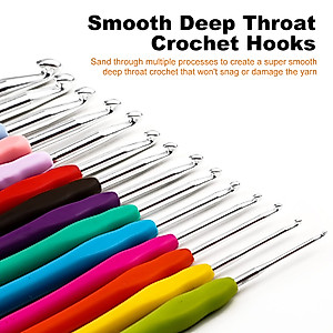 KOKNIT Crochet Hooks Set with Case,9 Ergonomic Crochet Hooks with Soft Grip,12 Aluminum,Full Crochet Kit for Beginners Adults with Crochet Tools and Accessories