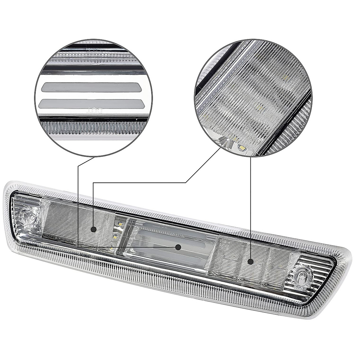 Partsam Led 3rd Brake Light Replacement for Ford F150 09-14 2009 2010 2011 2012 2013 2014 LED Third Brake Light Clear Rear Cab Roof High Center Mount Brake Stop Tail Cargo Light Lamp(Chrome Housing)