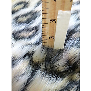 Faux Fake Fur Leopard Cheetah Animal Long Pile Fabric Sold by The Yard DIY Coats Costumes Scarfs Rugs Accessories Fashion (Snow Leopard Brown)