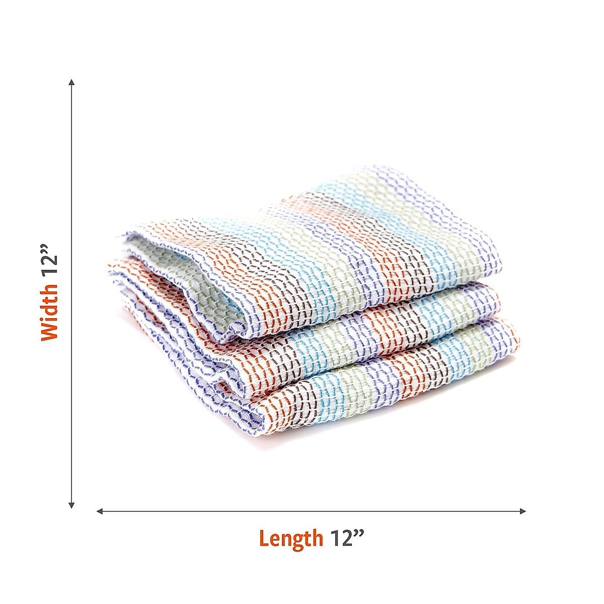 Full Circle Tidy 100% Organic Cotton Dish Cloths, Set of 3, Multicolored