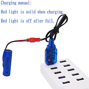 Blomiky 3.7V 500mAh Li-ion Rechargeable Battery with JST Plug and USB Charger Cable for Huina 1337 1338 RC Construction Trucks 1337 JST Battery 2