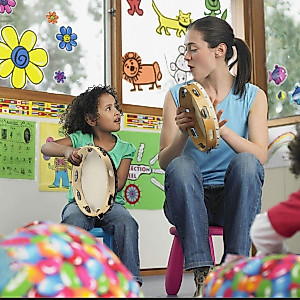 3 PCS Tambourine for Adults, Wooden Tambourine 6 Inch 7 Inch 10 Inch Hand Held Drum Bell Birch Metal Jingles Percussion Gift Musical Educational Instrument for Church, KTV Party