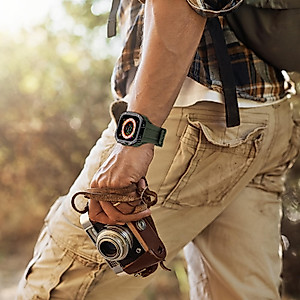 Bandiction Luxury Rugged Band with Case for Apple Watch Ultra 49mm, Protective Cover with Soft Silicone Replacement Strap