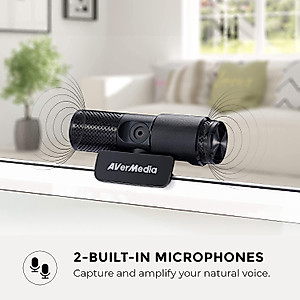 AVerMedia Live Streamer Cam 313 - Full HD 1080P Webcam with Privacy Shutter, Dual Microphone, 360 Degree Swivel for Video Conference - NDAA Compliant (PW313)