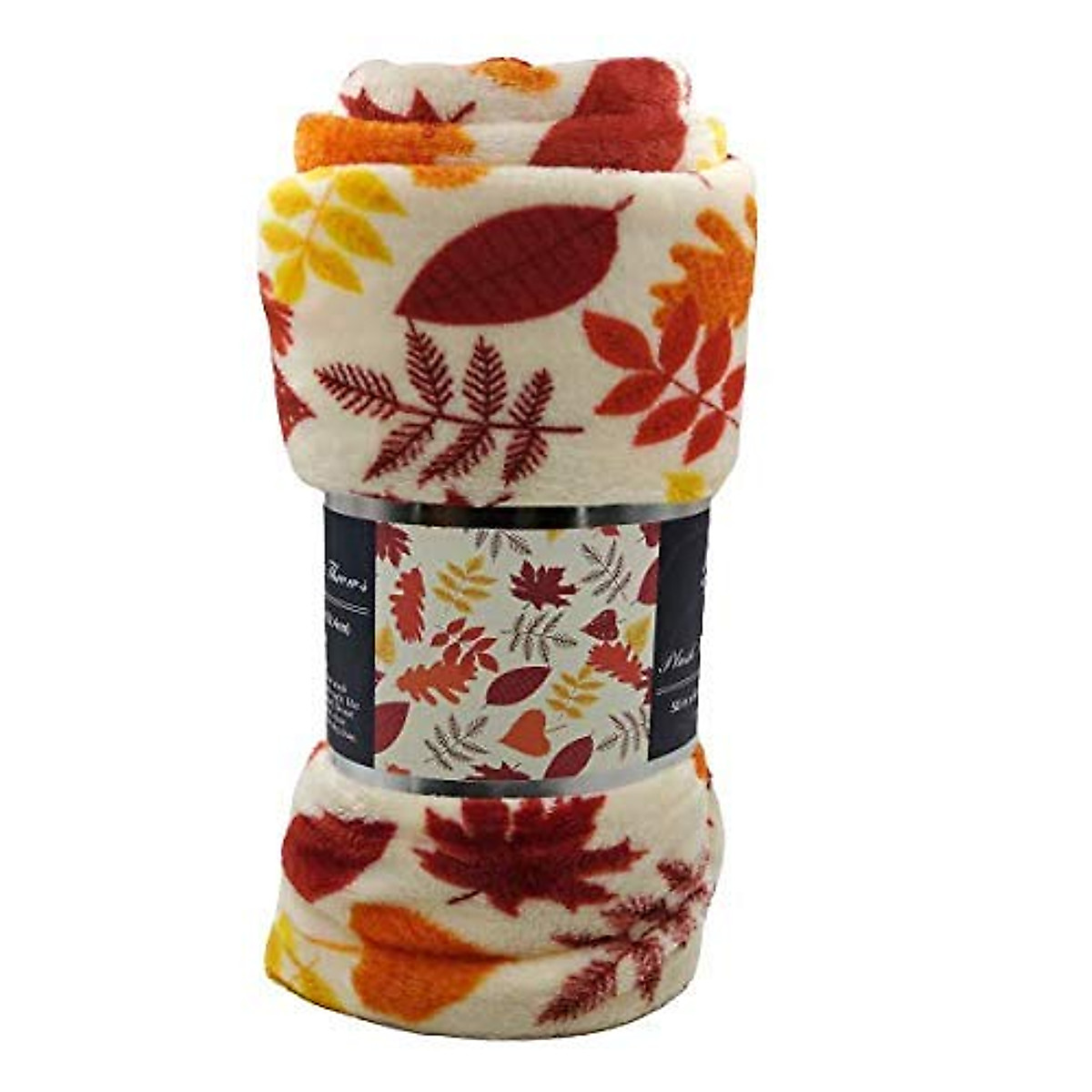 Décor&More Autumn Harvest Fallr Collection Festive and Cuddly Holiday Microplush Throw Blanket (50" x 60") -Autumn Leaves