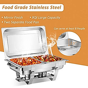 Giantex 2 Packs Chafing Dish 9 Quart Chafer Dishes Buffet Set Stainless Steel Rectangular Chafing Dish Set Full Size with 2 Half Size Pan (23.5" Lx 14”Wx12”H (9 Quart))
