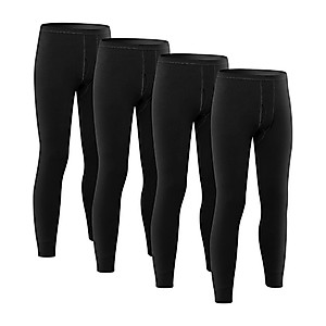 Jecery 4 Pcs Lightweight Men's Thermal Underwear Pants Warm Long Johns Leggings Base Layers Bottoms Winter (Black Gray,Large)