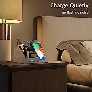 Lecone 10W Fast Wireless Charger with Desk Organizer Qi Certified Fabric Induction Charger Stand Pen Pencil Holder Compatible iPhone SE 2020/11/Xs MAX/XR/XS/X/8/8, Samsung S20/S10/S9/S8/Note 10