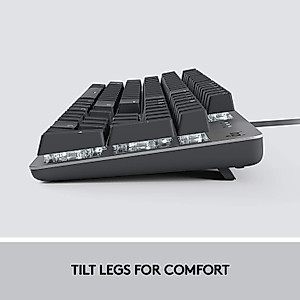 Logitech K845 Mechanical Illuminated Keyboard,Mechanical Switches, Strong Adjustable Tilt Legs, Full Size, Aluminum Top Case, 104 Keys, USB Corded, Windows (TTC Blue Switches) (Renewed)