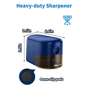 JARLINK Electric Pencil Sharpener, Heavy Duty Pencil Sharpeners for 6-8mm No.2/Colored Pencils, Wall Industrial Pencil Sharpener with Stronger Helical Blade in Classroom/Office/Home (Blue)