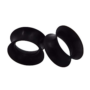 Oyaface 2 PC Black Soft Silicone Flexible Ear Skin Tunnels Plugs Expanders Gauges Hollow Body Piercing (Black 3/4‘’(20mm))