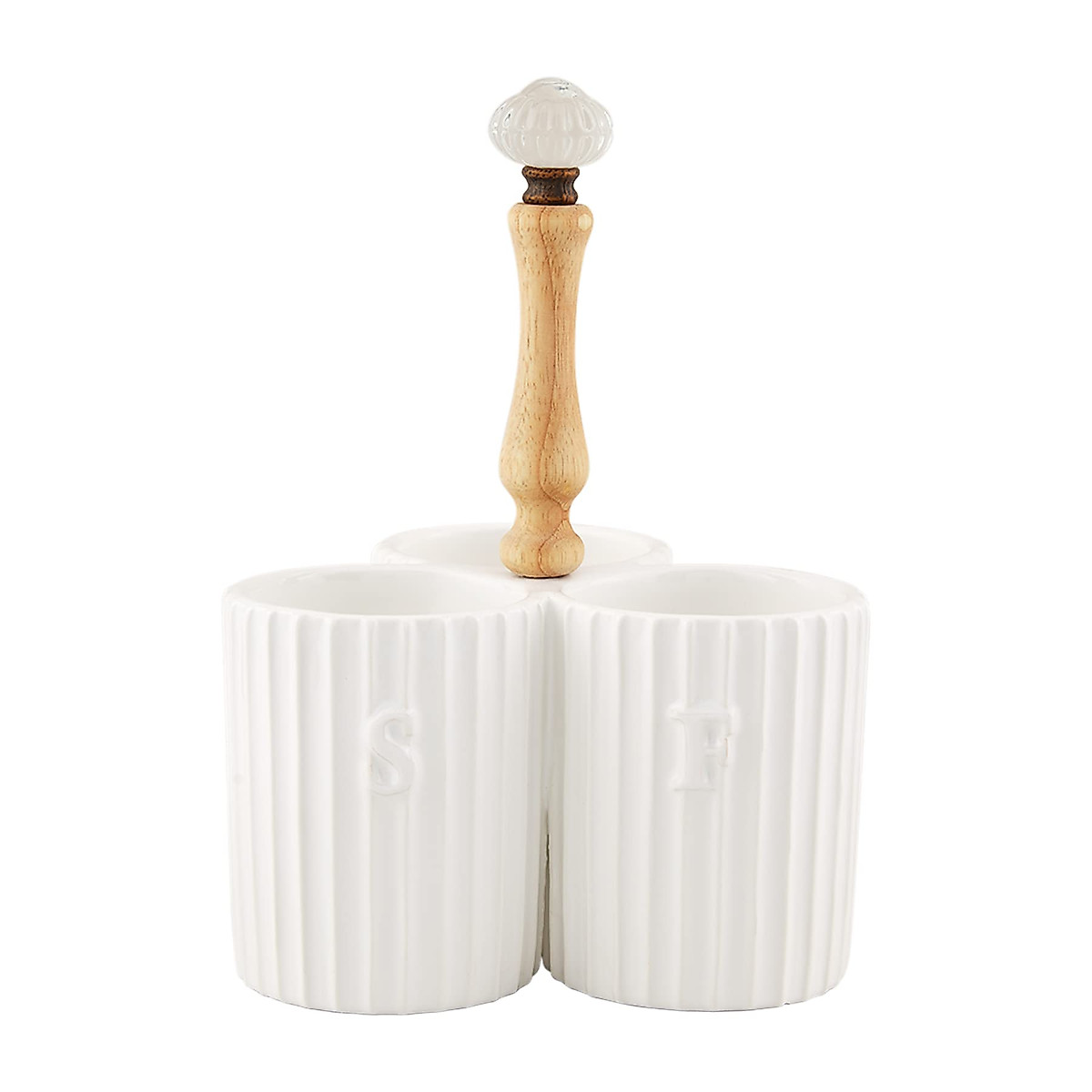 Mud Pie Ceramic Knob Utensil Holder, White, 10" x 7" dia
