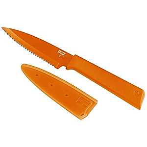 Kuhn Rikon Colori+ Serrated Paring Knife, 4", Orange