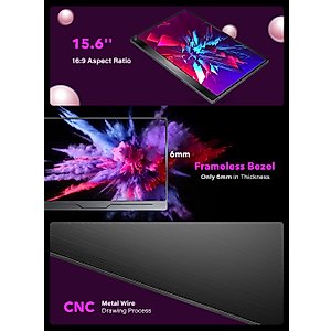 UPERFECT Truely 4K Computer Monitor, 15.6" UHD FreeSync 100% AdobeRGB 450 Nits Brightness HDR IPS Speaker Eye Care Game Display 2 Type-C Full HDMI for Laptop Phone, VESA & Smart Case