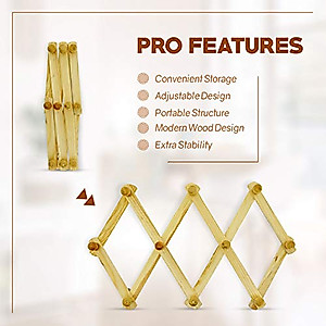 RAM-PRO Accordion Style Wood Expandable Rack Hat, Cap, Belt, Umbrella Coffee Mug Wall Wooden Pegs