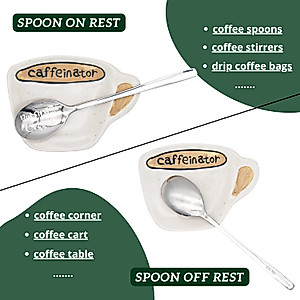 Coffee Bar Accessories - Coffee Spoon Rest with Engraved Coffee Spoon, Coffee Bar Decor for Home Office Coffee Station, Cute Coffee Spoon Holder, Unique Valentines Day Gifts for Coffee Lovers