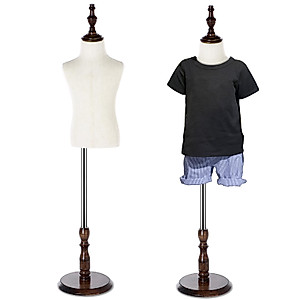 Geetery 2 Pcs Kid Dress Form Adjustable Toddler Clothes Mannequins Children's Mannequin with Wooden Base for Window Counter Studio Clothing Store Display (2-3 Years Old)