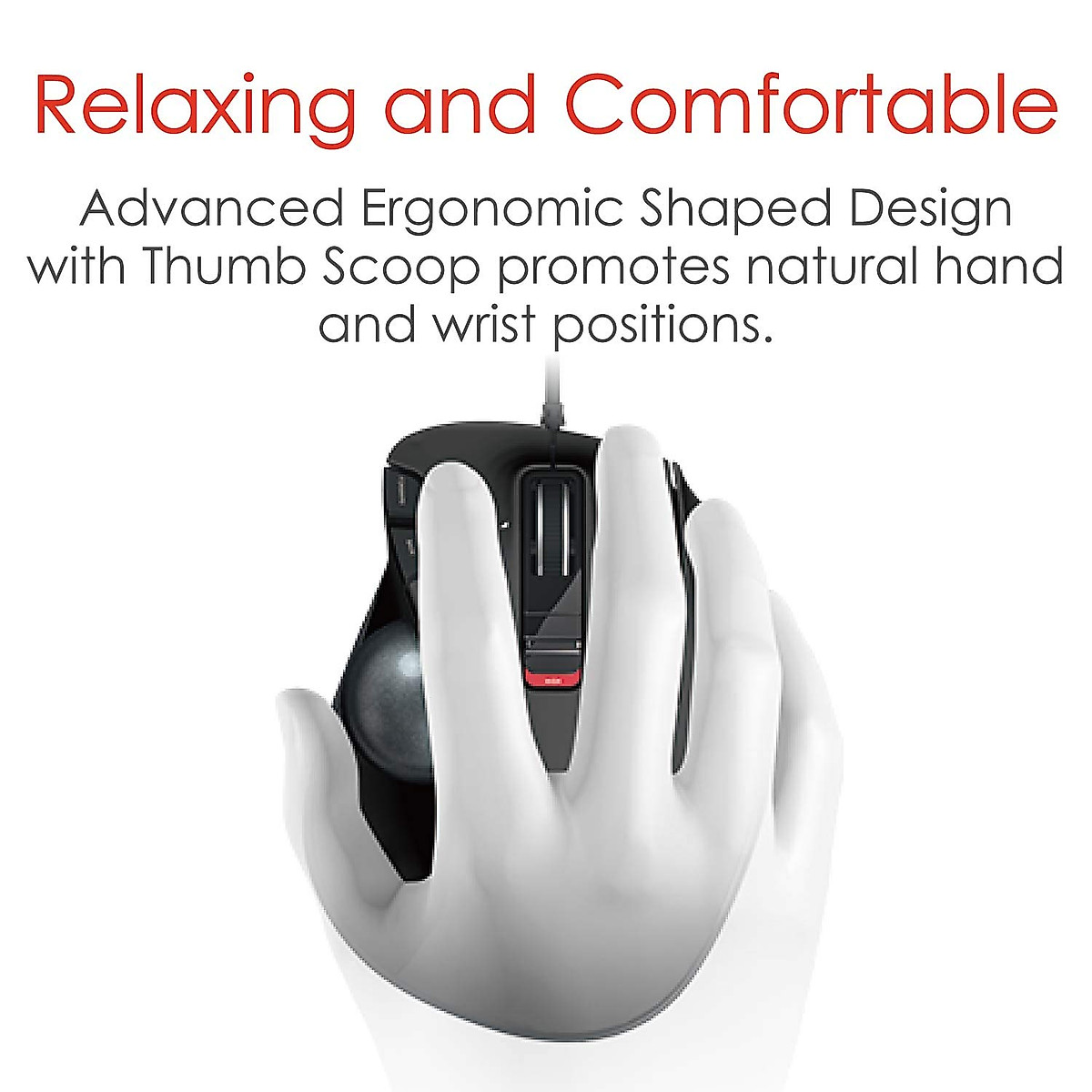 ELECOM EX-G Wired Trackball Mouse, Ergonomic, Thumb Control, Smooth Tracking Roller Ball, 6 Programmable Buttons, Tilt Scroll Computer Mice for PC Mac