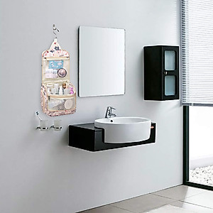 WANDF Hanging Toiletry Bag for Women Bathroom Bag with Jewellery Bag and Clear Wet Separation Compartments Water-resistant Travel Toiletry Organizer