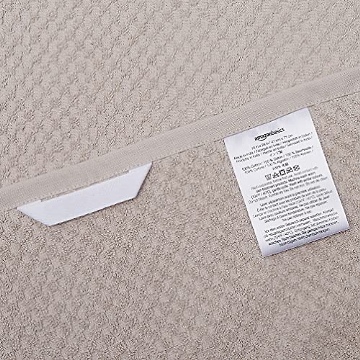 Amazon Basics 100% Cotton Soft & Absorbent, Popcorn Texture Terry Kitchen Cloth, Pack of 4, Beige Stripe, 28"L x 16"W