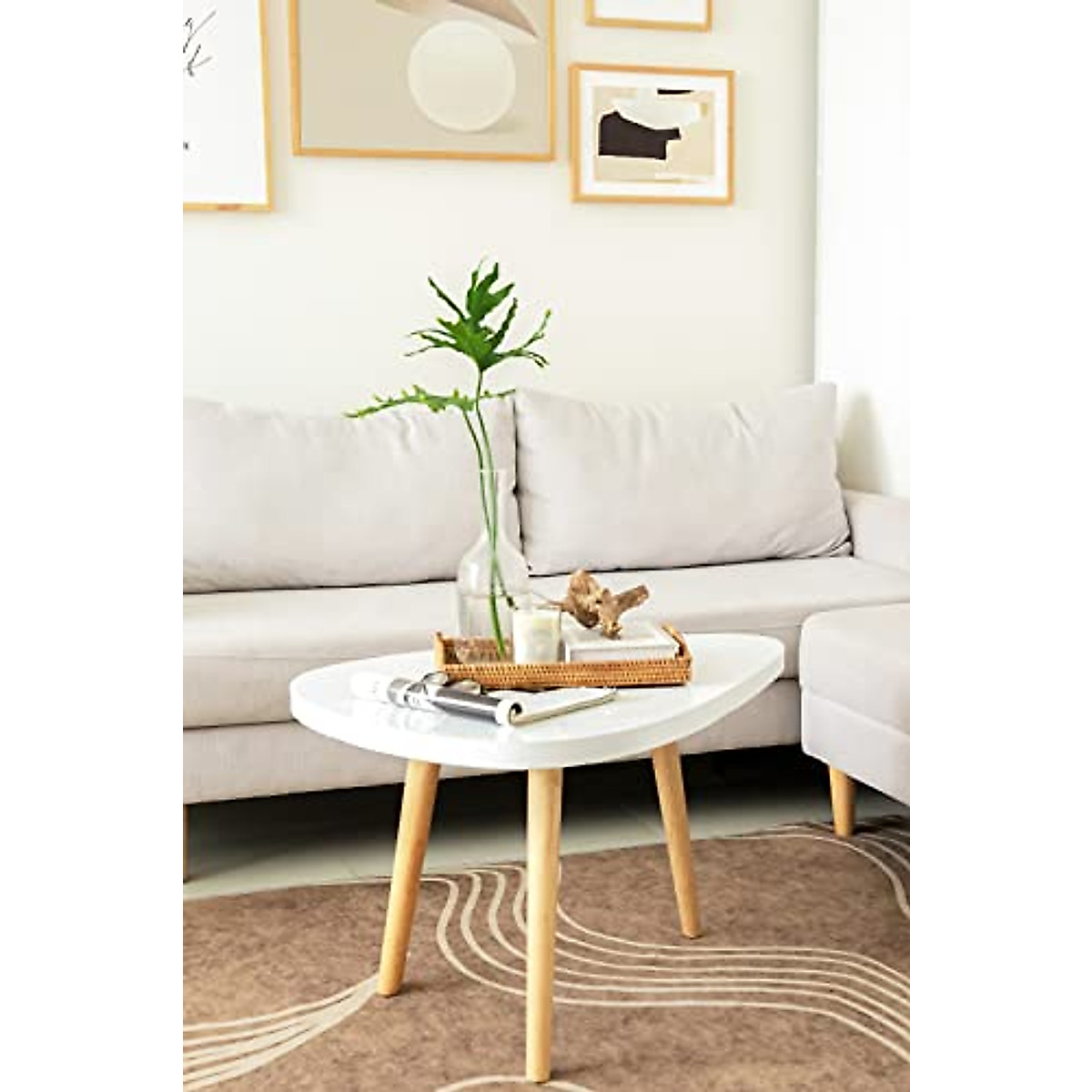 Rattan Decorative Tray with Natural Wood - Coffee Table/Ottoman Tray - Vanity Tray - Fruit Basket - Serving Tray (Small)