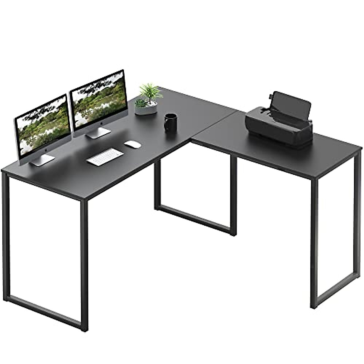 SHW 48-Inch Mission L-Shaped Home Computer Desk, Black