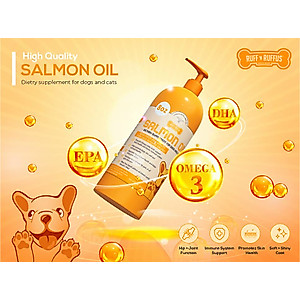 Ruff 'N Ruffus *100% USA Made* Wild Caught Alaskan Salmon Fish Oil for Dogs & Cats in 8 or 32 oz | Support Joint Function Immune & Heart Health | Omega 3 +EPA +DHA for Healthy Skin & Coat Supplement