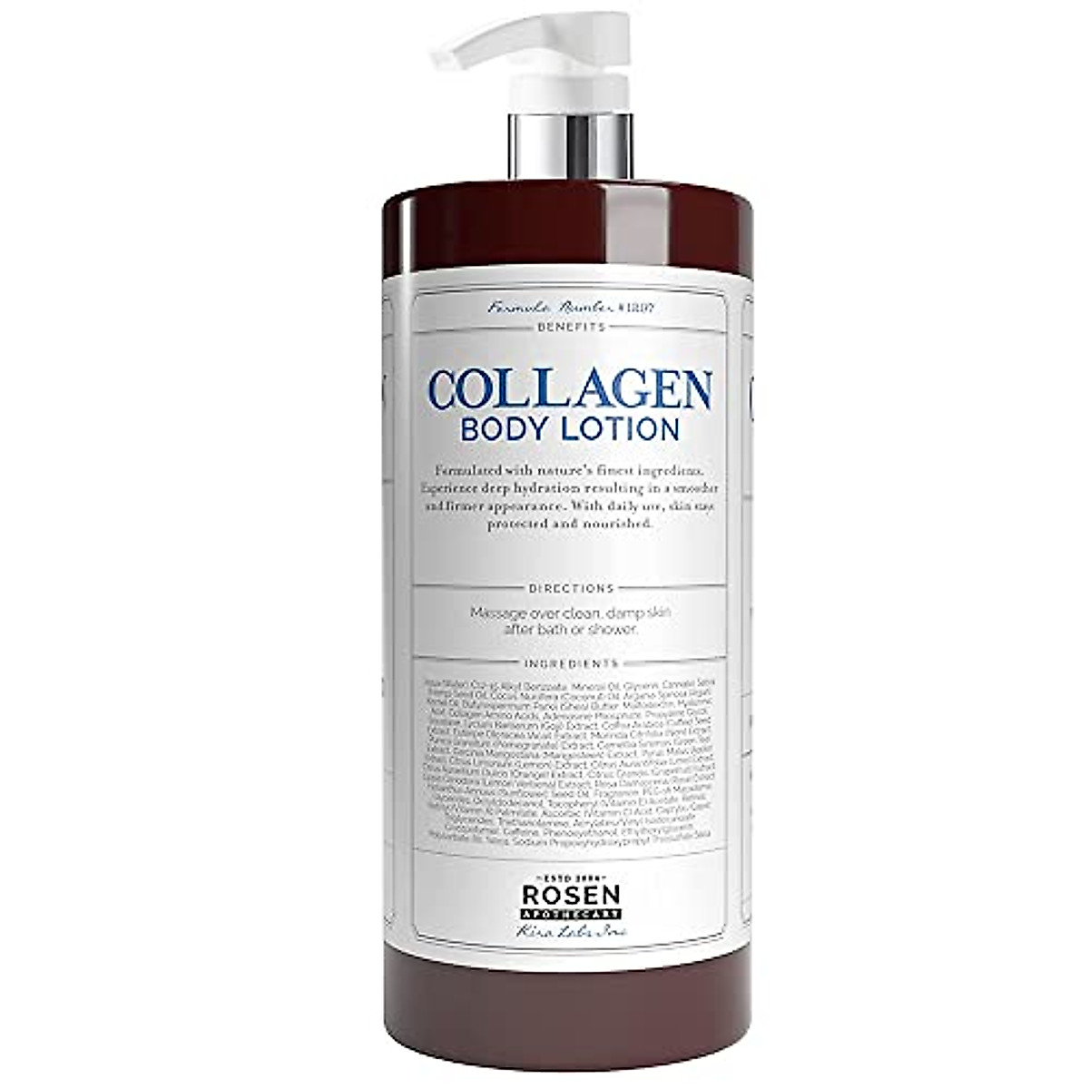 Rosen Apothecary Firming Collagen Body Lotion, Coconut Oil for Firm, Hydrated, Tighter Looking Skin, 960ml/32 fl oz