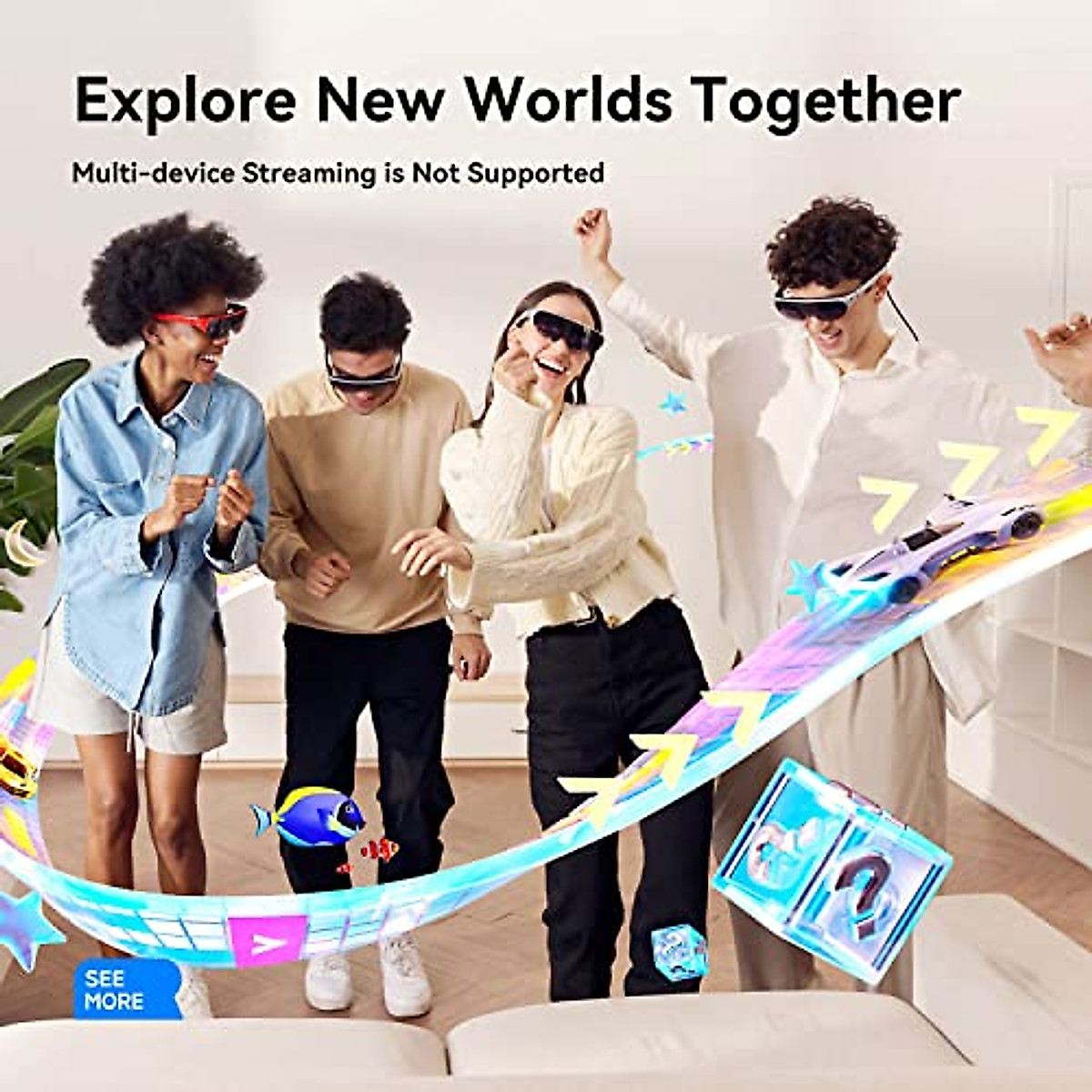 Rokid Air AR Glasses, Augmented Reality Glasses Wearable Headsets Smart Glasses for Video Display, Myopia Friendly Portable Massive 1080P Screen, Game, Watch on Android/iOS/PC/Tablets/Game Consoles