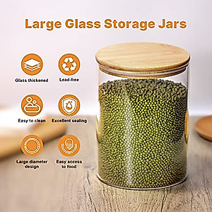 Glass Storage Jars,2 PACK -108oz/3200ml Clear Glass Food Storage Containers with Airtight Bamboo Lid Stackable Kitchen Canisters for Candy,Cookie,Rice,Sugar,Flour,Pasta,Nuts and Spice Jars