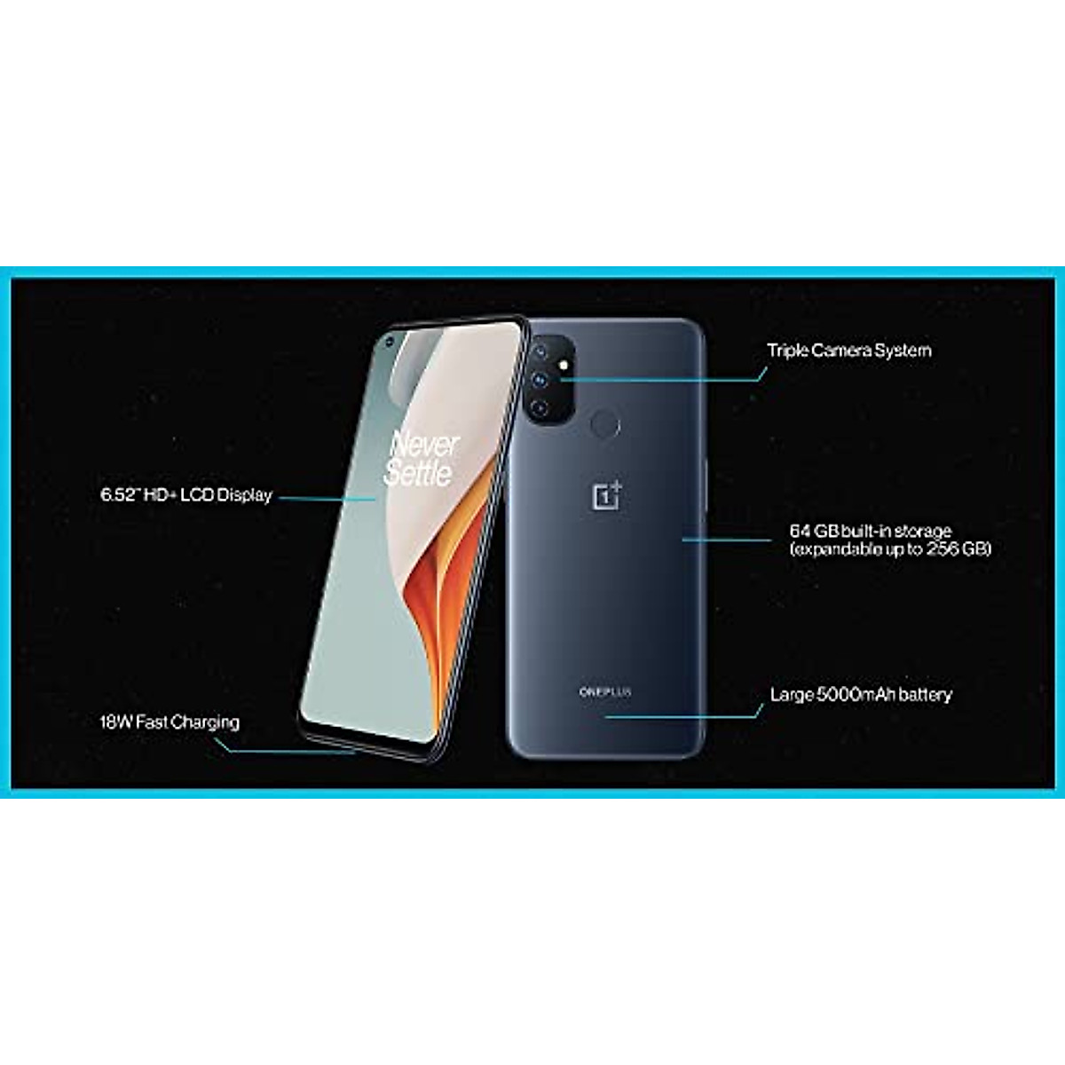 OnePlus Nord N100 LTE 4GB(RAM)+64GB 90Hz Display (T-Mobile/Sprint Unlocked) BE2012 Long Lasting Battery Smartphone - Midnight Frost (Renewed)