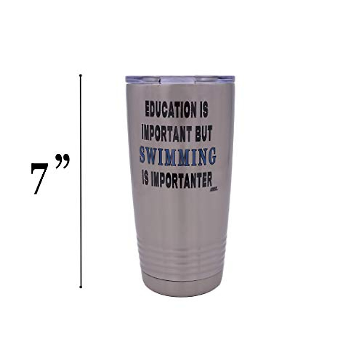 Rogue River Tactical Funny Swimming 20 Oz. Travel Tumbler Mug Cup w/Lid Education Important Swim Gift Idea