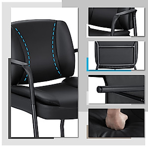 Furniwell Office Guest Chair Wating Room Reception Chairs Set of 2, PU Leather Executive Desk Chair with Padded Armrests for Meeting Conference (Black)