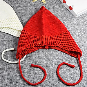Children-Hat Knitted Beanie Fashion - Girls Boys Knitted Beanie Sharp Pointed Warm Cap (Red)