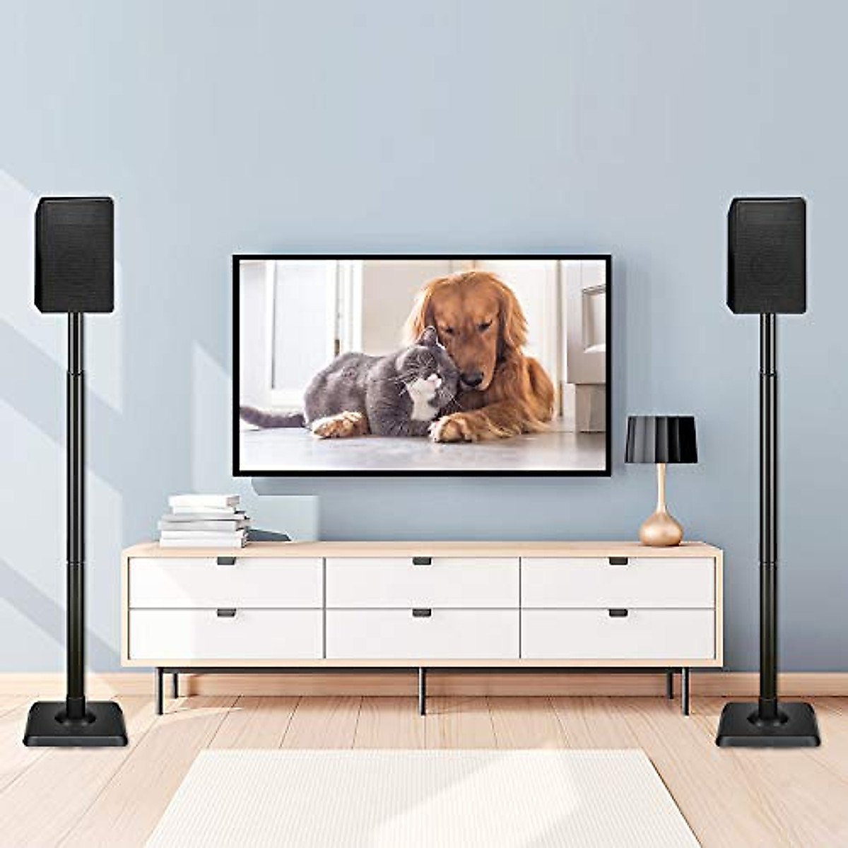 Mounting Dream Speaker Stands Height Adjustable for Satellite & Small Bookshelf Speakers, Set of 2 Floor Stand Mount for Bose Polk JBL Sony Yamaha and Others - 11LBS Capacity MD5402