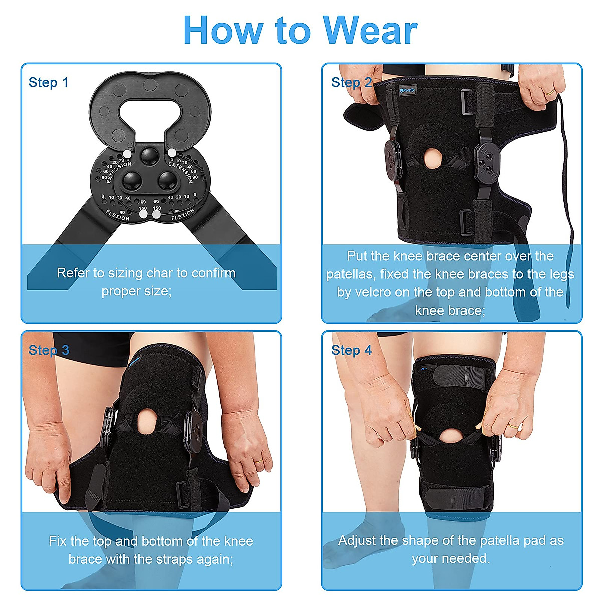 Nvorliy ROM Metal Hinged Knee Brace, Adjustable Open Patella Pad, Medical Knee Immobilizer for ACL, Post Op, Tendon, Orthopedic Rehab and Meniscus Injuries, Fit Right & Left Leg, Women & Men